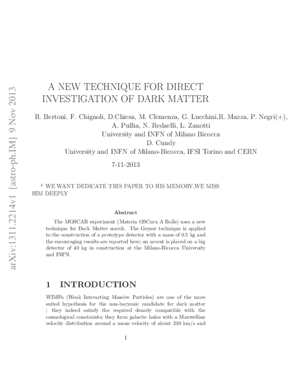 (PDF) A new technique for direct investigation of dark matter