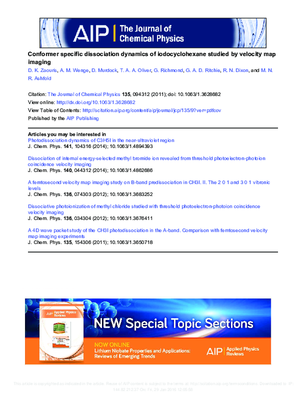 (PDF) Conformer specific dissociation dynamics of iodocyclohexane ...
