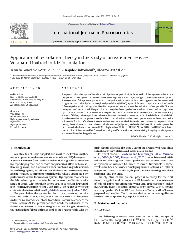 (PDF) Application of percolation theory in the study of an extended ...