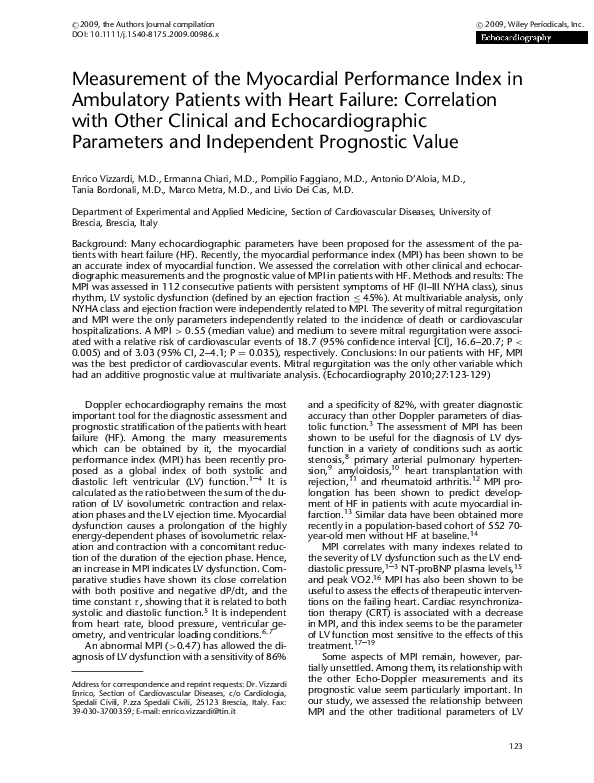(PDF) Measurement of the Myocardial Performance Index in Ambulatory ...