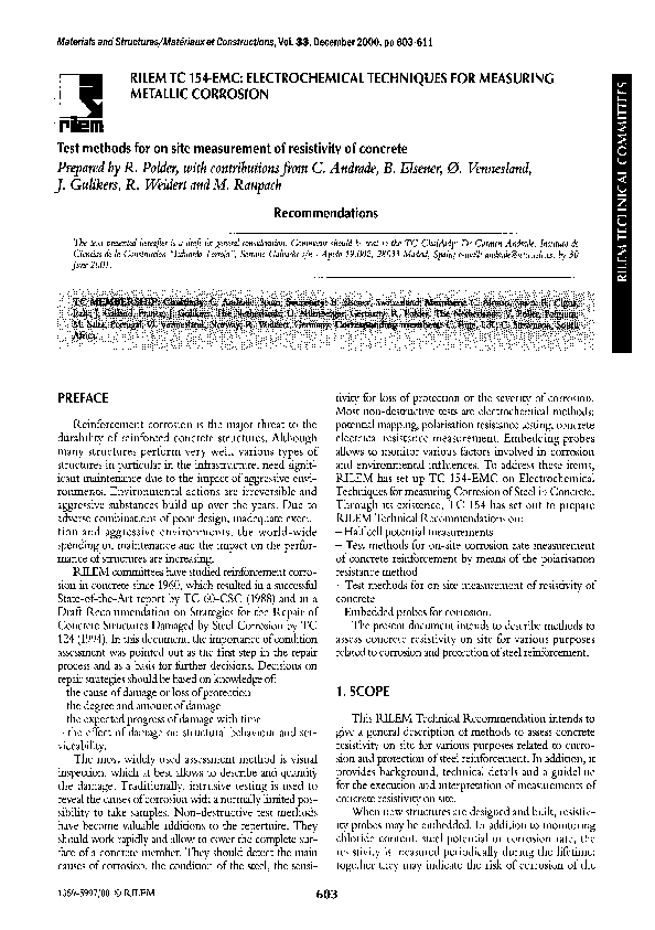 (PDF) Test methods for on site measurement of resistivity of concrete ...
