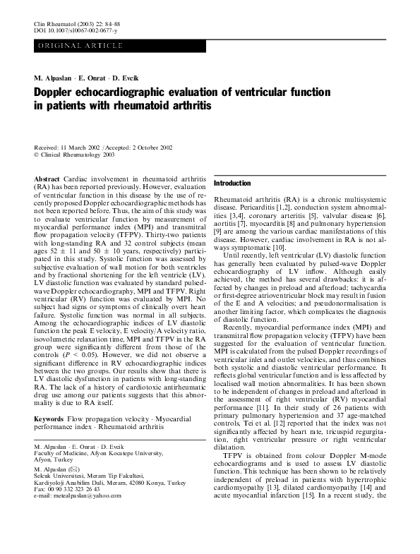 (PDF) Doppler Echocardiographic Evaluation of Ventricular Diastolic ...