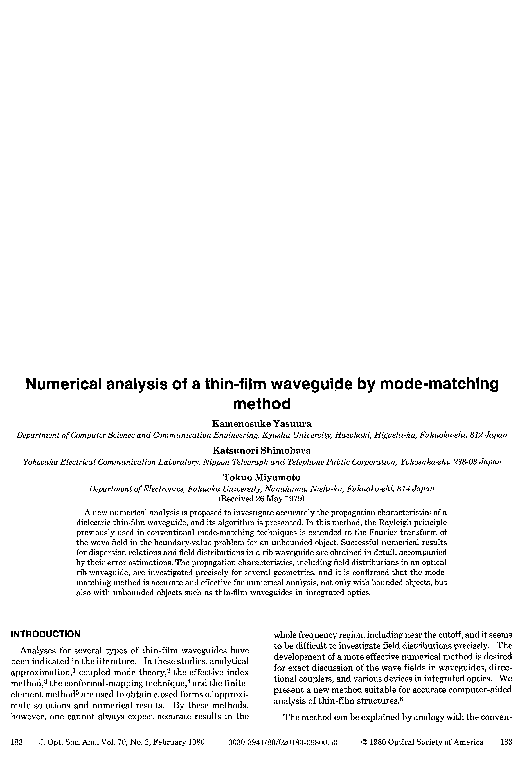 (PDF) Numerical analysis of a thin-film waveguide by mode-matching method