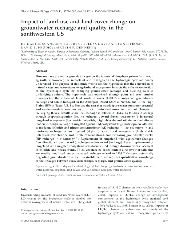 (PDF) Impact of land use and land cover change on groundwater recharge ...