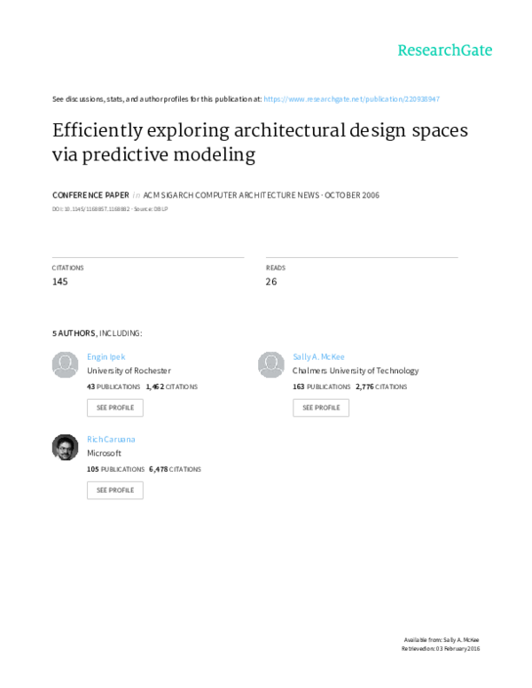 (PDF) Efficiently exploring architectural design spaces via predictive modeling | Rich Caruana ...