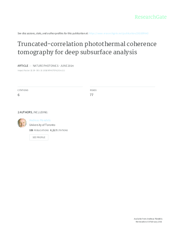 (PDF) Truncated-correlation photothermal coherence tomography for deep ...