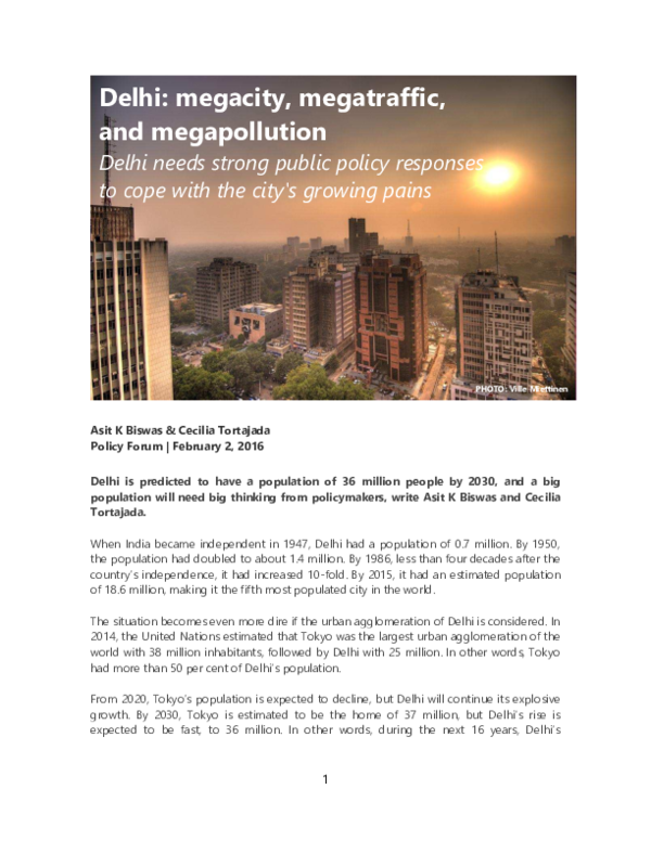 Delhi megacity megatraffic and megapollution