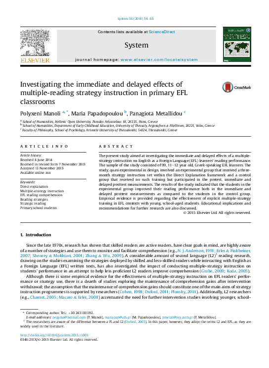 Investigating The Immediate And Delayed Effects Of Multiple Reading