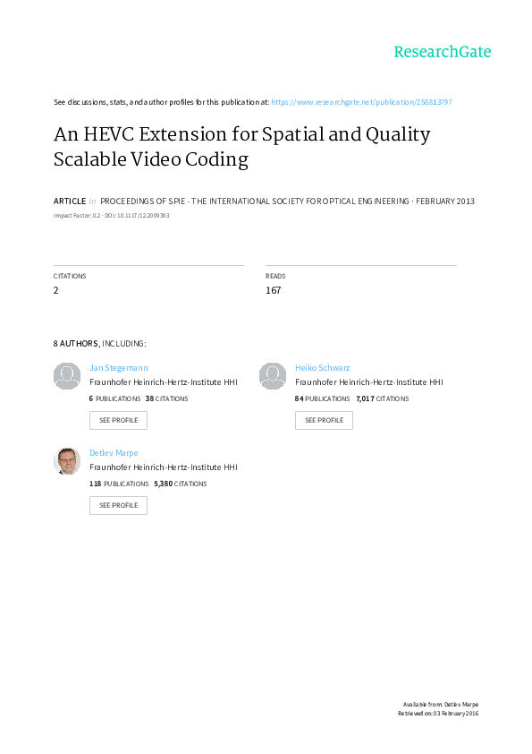 (PDF) An HEVC extension for spatial and quality scalable video coding