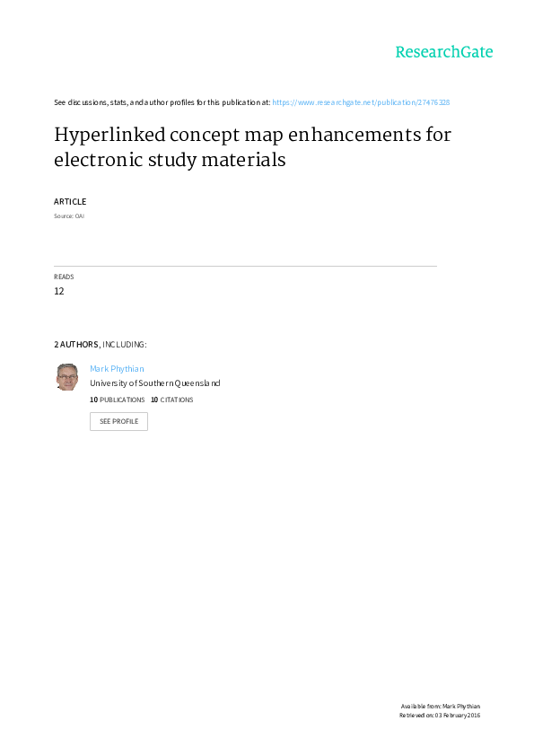 (PDF) Hyperlinked concept map enhancements for electronic study materials
