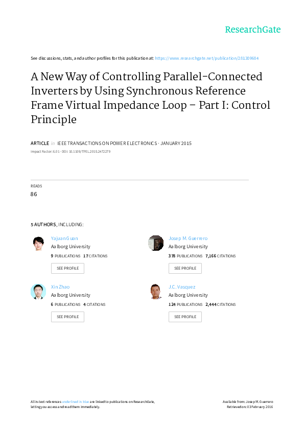 (PDF) Control of Parallel Inverters via Virtual Impedance