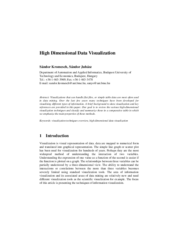 (PDF) High Dimensional Data Visualization