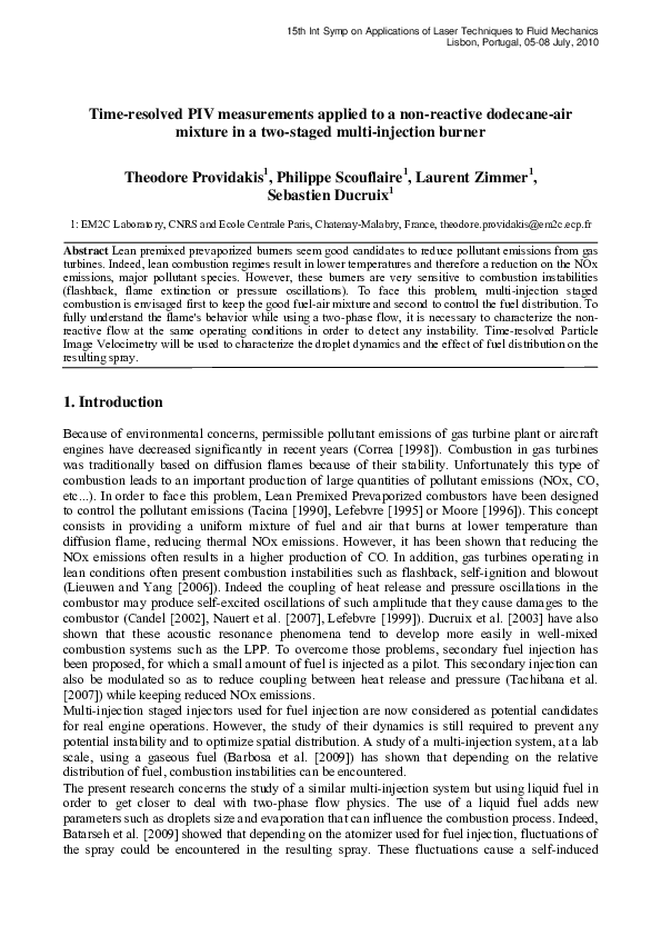 (PDF) Time-resolved PIV measurements applied to a non-reactive dodecane-air mixture in a two ...
