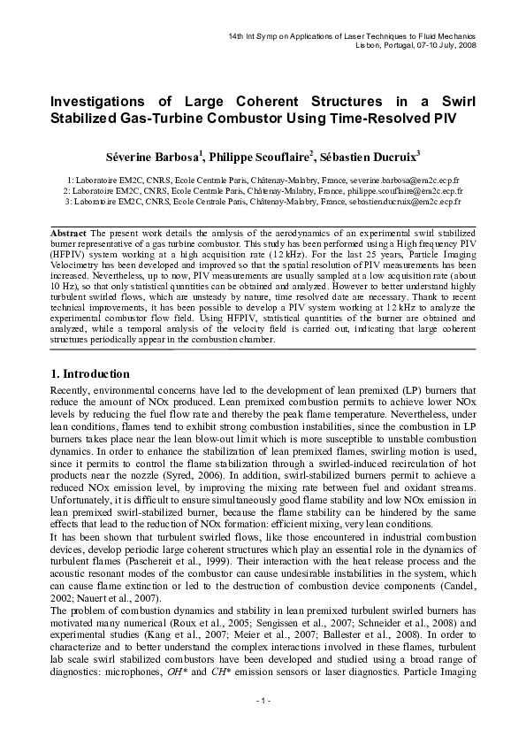 (PDF) Investigations of Large Coherent Structures in a Swirl Stabilized Gas-Turbine Combustor ...