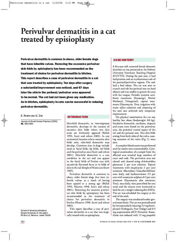(PDF) Perivulvar dermatitis in a cat treated by episioplasty