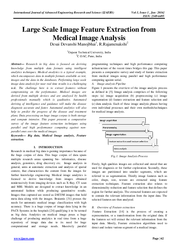 Large Scale Image Feature Extraction From Medical Image Analysis