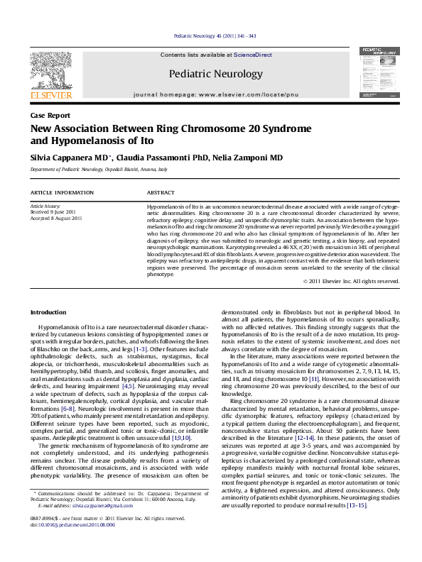 (PDF) New association between ring chromosome 20 syndrome and ...