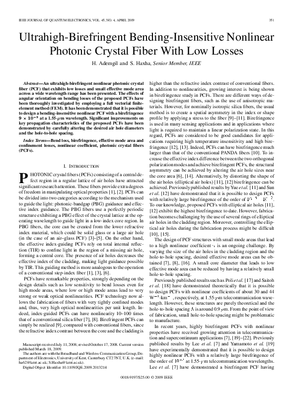 (PDF) Ultrahigh-Birefringent Bending-Insensitive Nonlinear Photonic ...