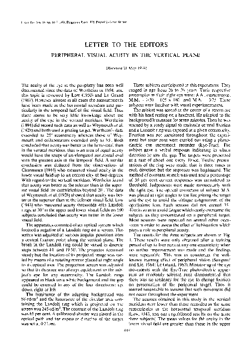 (PDF) Peripheral visual acuity in the vertical plane | Michel Millodot ...