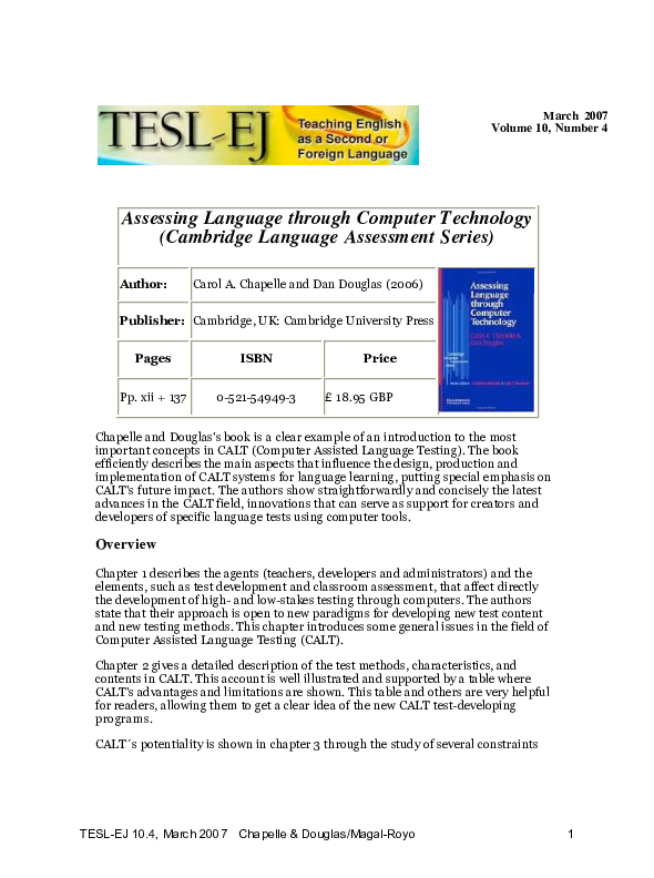 (PDF) Assessing Language through Computer Technology
