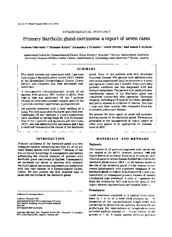 (PDF) Adenoid Cystic Carcinoma of Bartholin's Gland: A Case Report ...