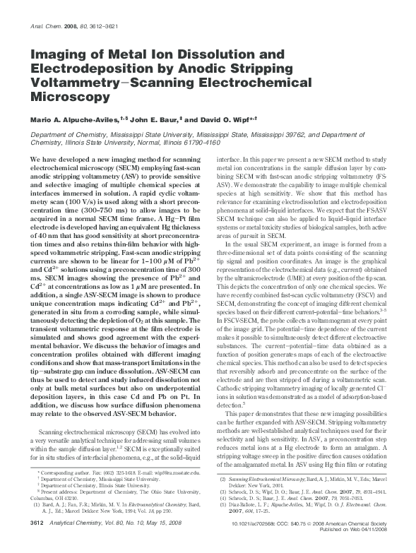 (PDF) Imaging of Metal Ion Dissolution and Electrodeposition by Anodic ...