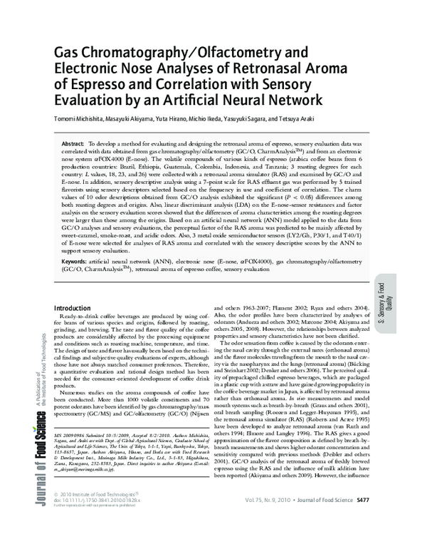 (PDF) Gas Chromatography/Olfactometry and Electronic Nose Analyses of ...