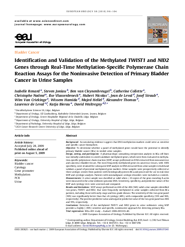 (PDF) Identification and Validation of the Methylated TWIST1 and NID2 ...