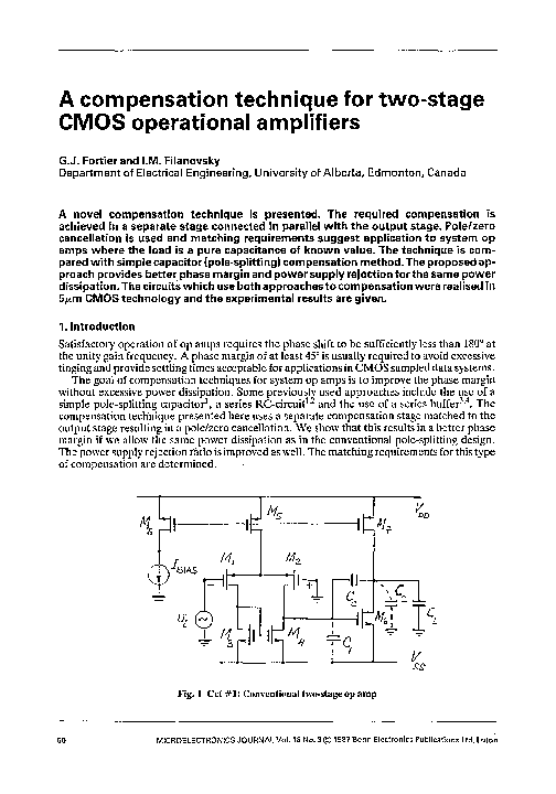 (PDF) A compensation technique for two-stage CMOS operational amplifiers