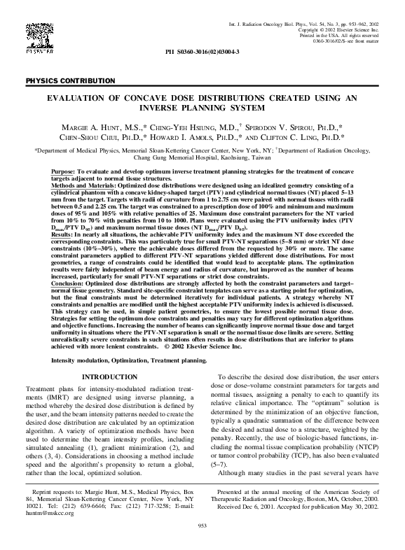 (PDF) Evaluation of concave dose distributions created using an inverse ...
