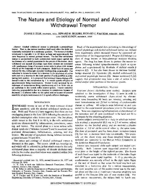 (PDF) The Nature and Etiology of Normal and Alcohol Withdrawal Tremor