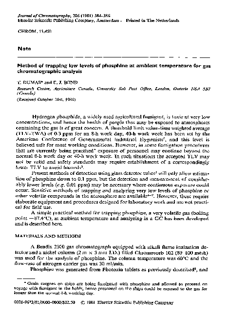 (PDF) Method of trapping low levels of phosphine at ambient temperature ...
