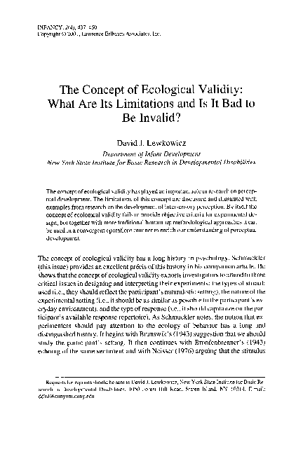 (PDF) The Concept of Ecological Validity: What Are Its Limitations and ...