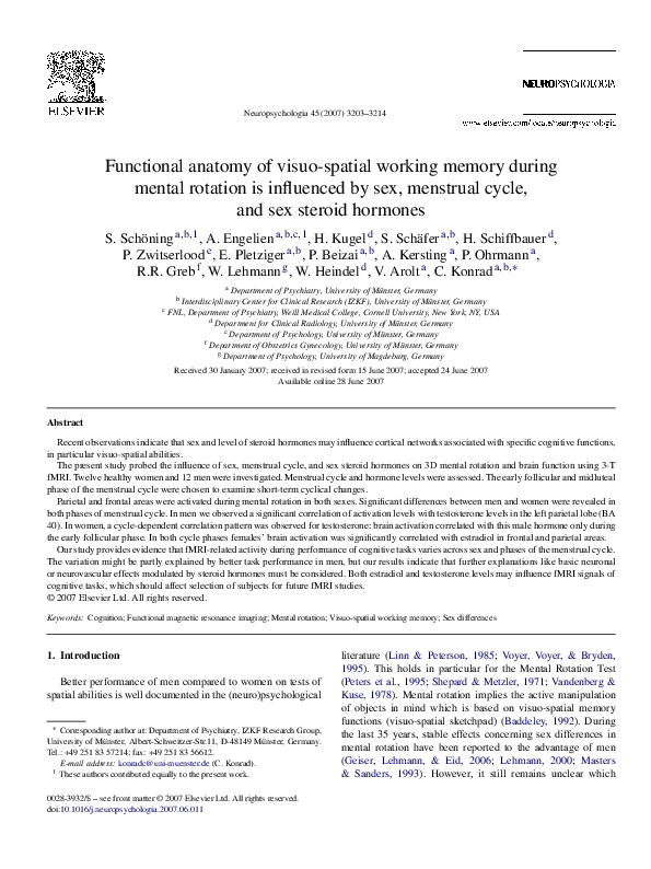 Pdf Functional Anatomy Of Visuo Spatial Working Memory During Mental
