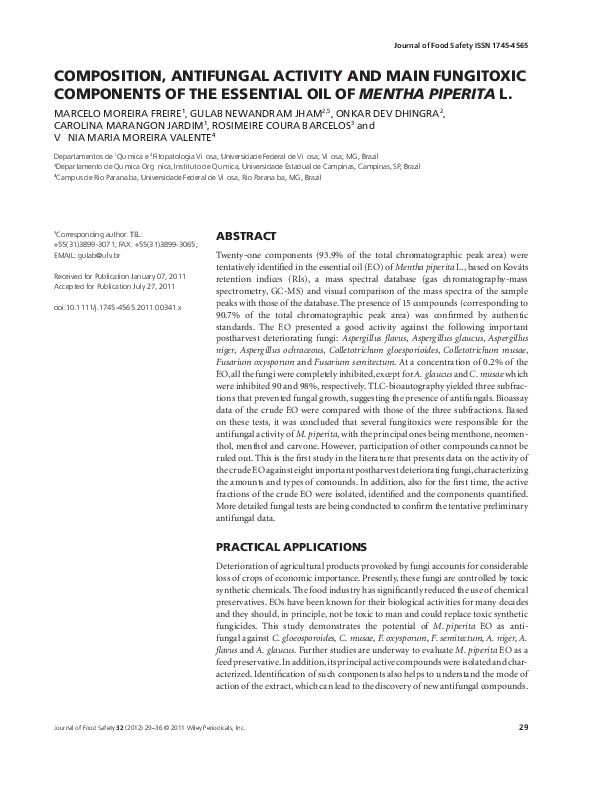 (PDF) COMPOSITION, ANTIFUNGAL ACTIVITY AND MAIN FUNGITOXIC COMPONENTS ...