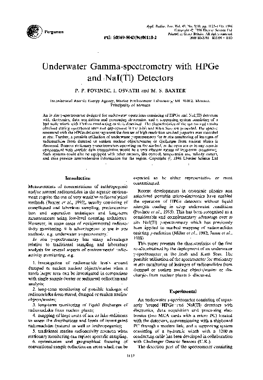 (PDF) Underwater gamma-spectrometry with HPGe and NaI(Tl) detectors