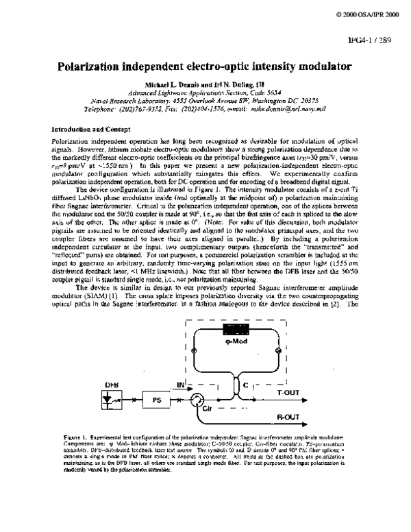 (PDF) Polarization independent electro-optic intensity modulator ...