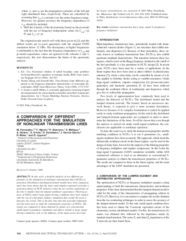 (PDF) Simulating Nonlinear Transmission Lines