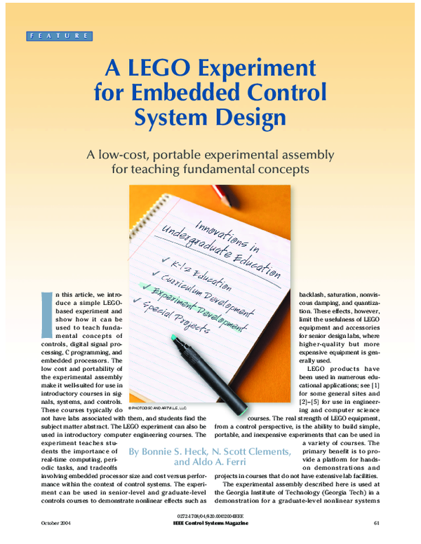 (PDF) A LEGO experiment for embedded control system design