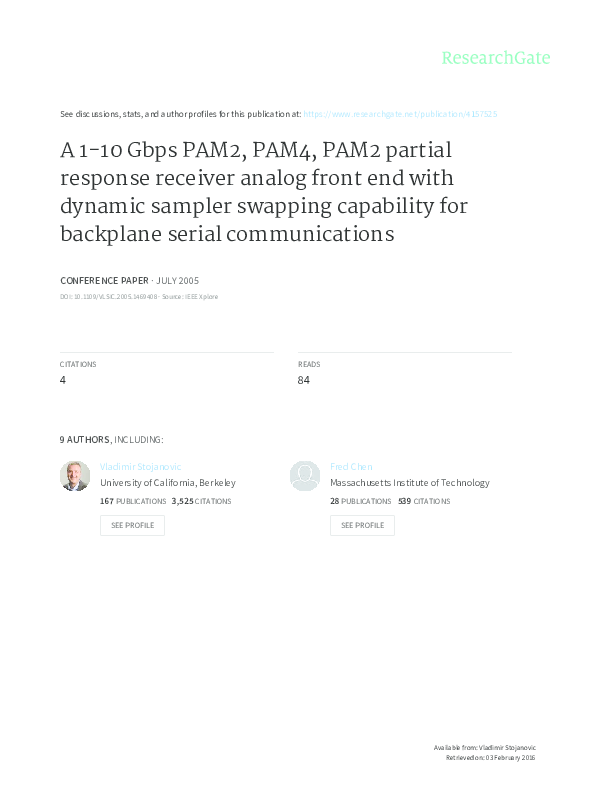 (PDF) A 1-10Gbps PAM2, PAM4, PAM2 Partial Response Receiver Analog ...