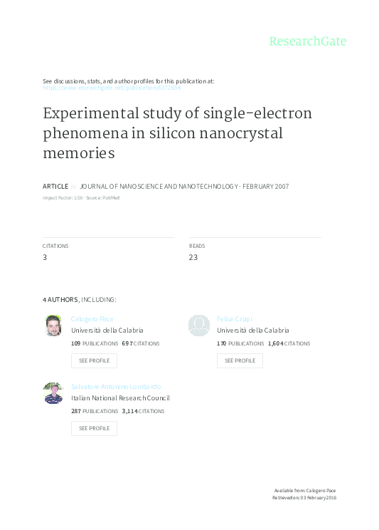 (PDF) Experimental study of single-electron phenomena in silicon ...