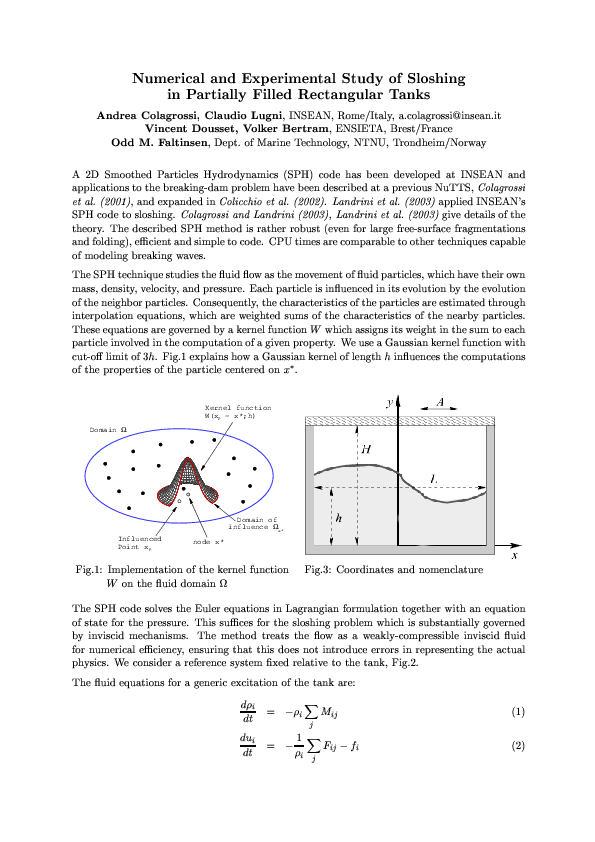 Numerical and experimental study of sloshing in partially filled rectangular tanks
