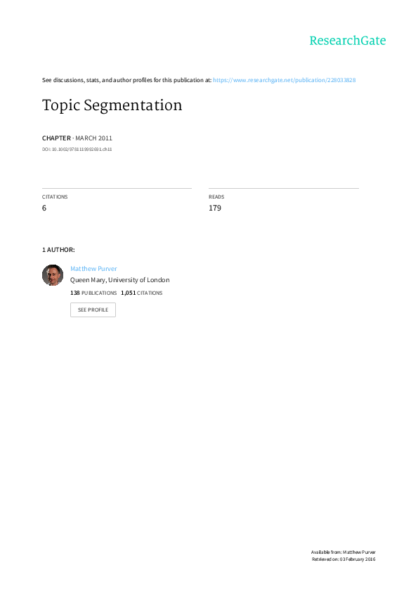 (PDF) Topic Segmentation