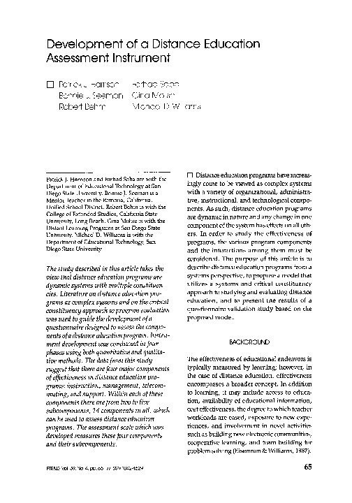 (PDF) Development of a distance education assessment instrument