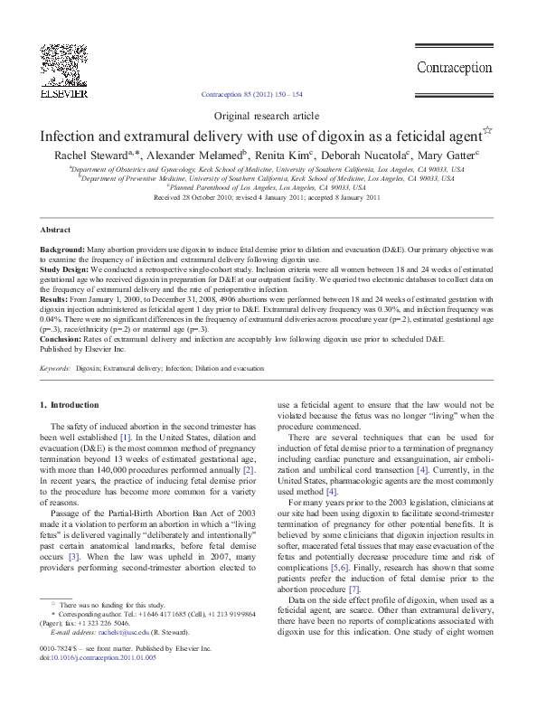 (PDF) Infection and extramural delivery with use of digoxin as a ...