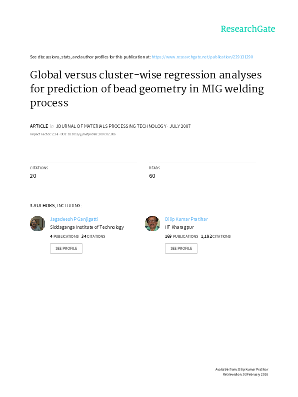(PDF) Global versus cluster-wise regression analyses for prediction of bead geometry in MIG ...
