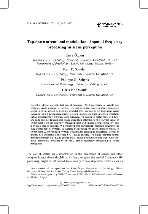 (PDF) Top-down attentional modulation of spatial frequency processing in scene perception