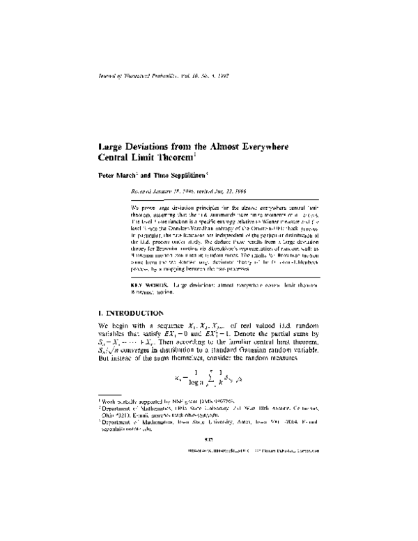 (PDF) Large deviations from the almost everywhere central limit theorem