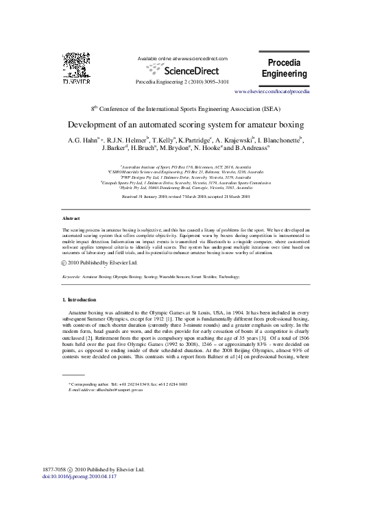 (PDF) Development of an automated scoring system for amateur boxing