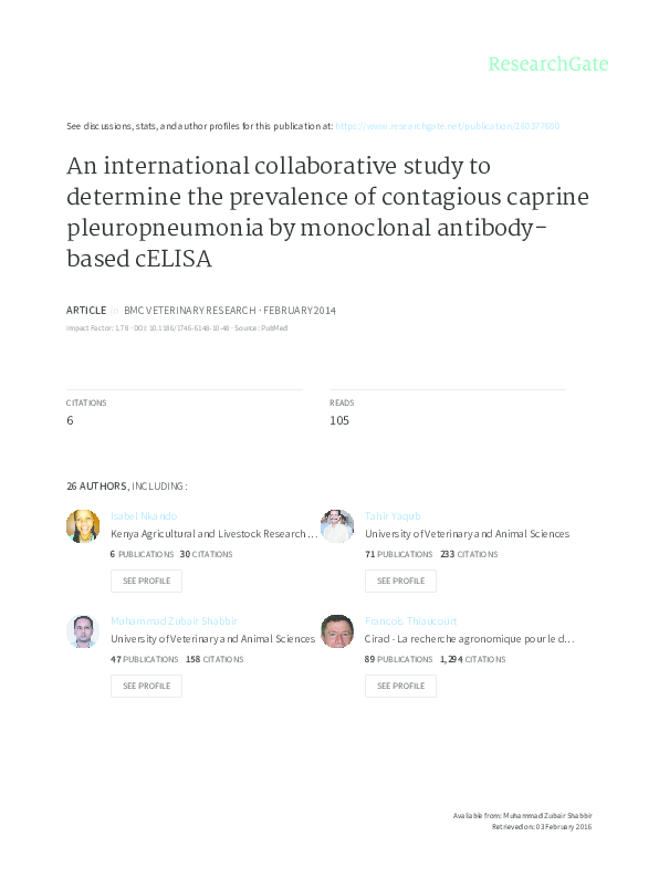 (PDF) An international collaborative study to determine the prevalence ...
